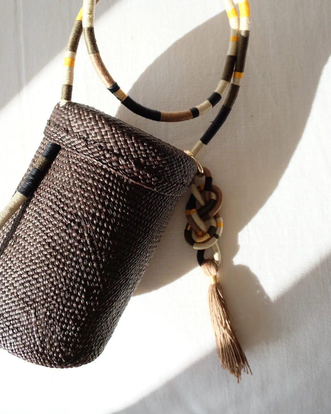 Black Artisanal Handbag | Handmade Palm & Copper Fiber Bag